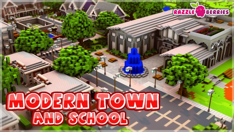 Modern Town and School by Razzleberries (Minecraft Marketplace Map ...